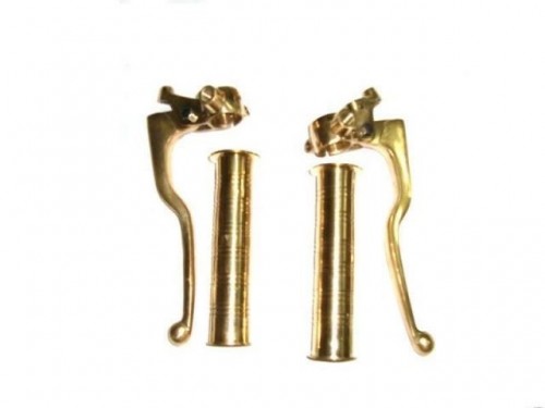 ROYAL ENFIELD BRASS HANDLEBAR GRIPS AND LEVER ASSEMBLY FOR 7/8" HANDLEBAR